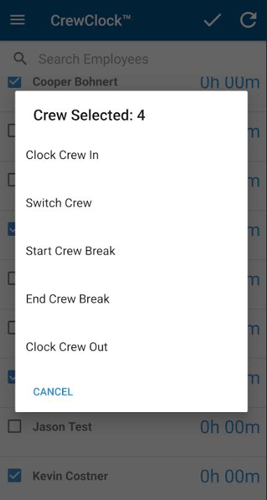 Using Crew Clock to Punch Your Crew in via Mobile